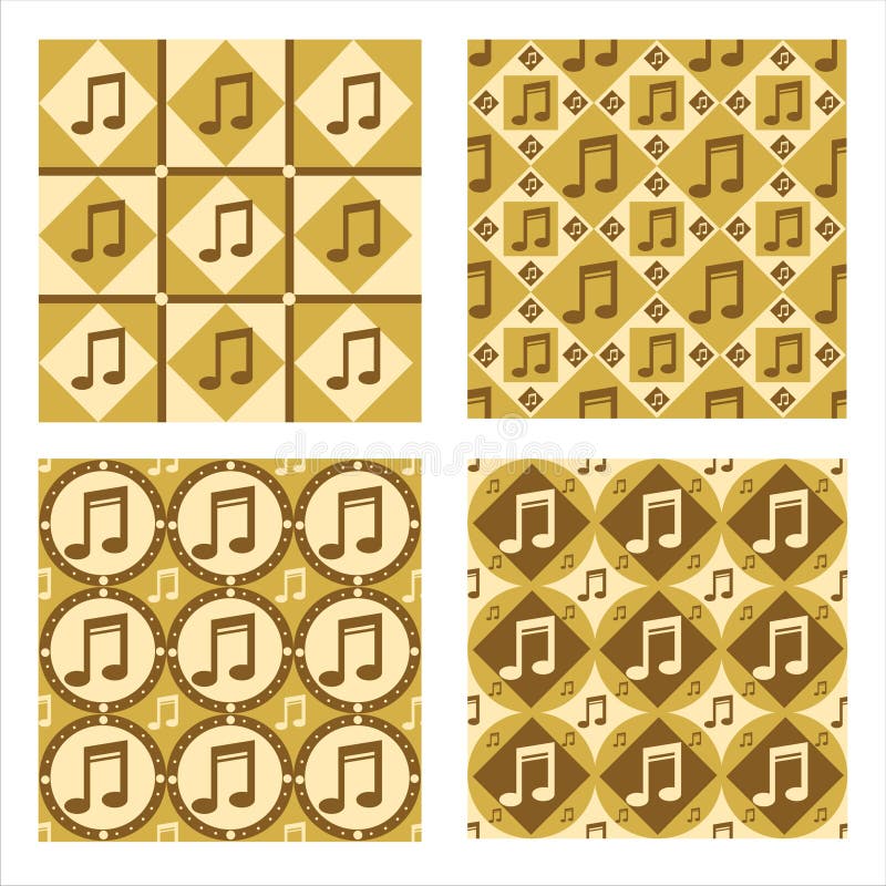 Set of 4 musical patterns stock vector. Illustration of note - 17537327
