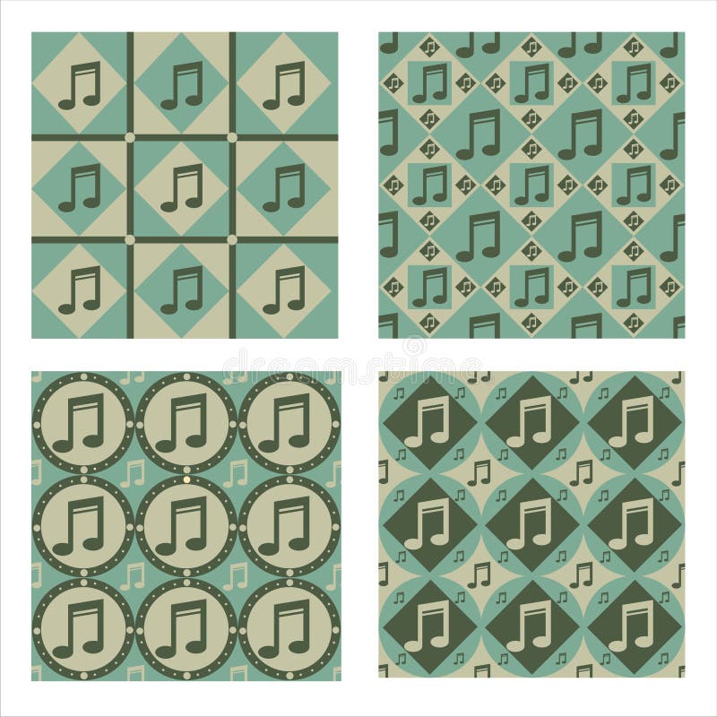 Set of 4 musical patterns stock vector. Illustration of music - 17667290