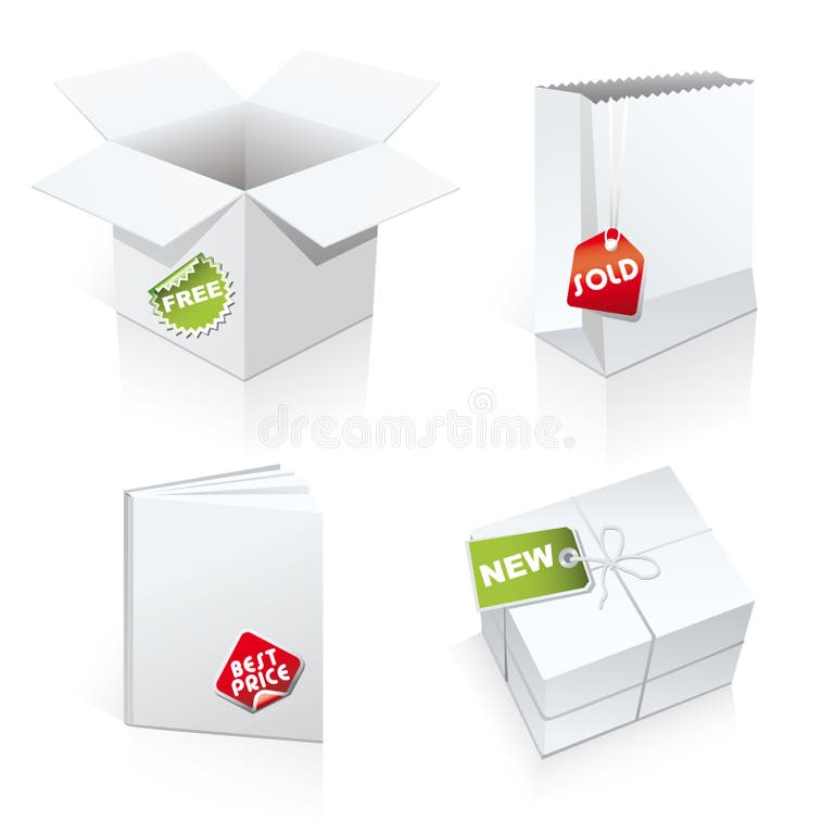 Set of 4 package templates stock vector. Illustration of company - 14190833