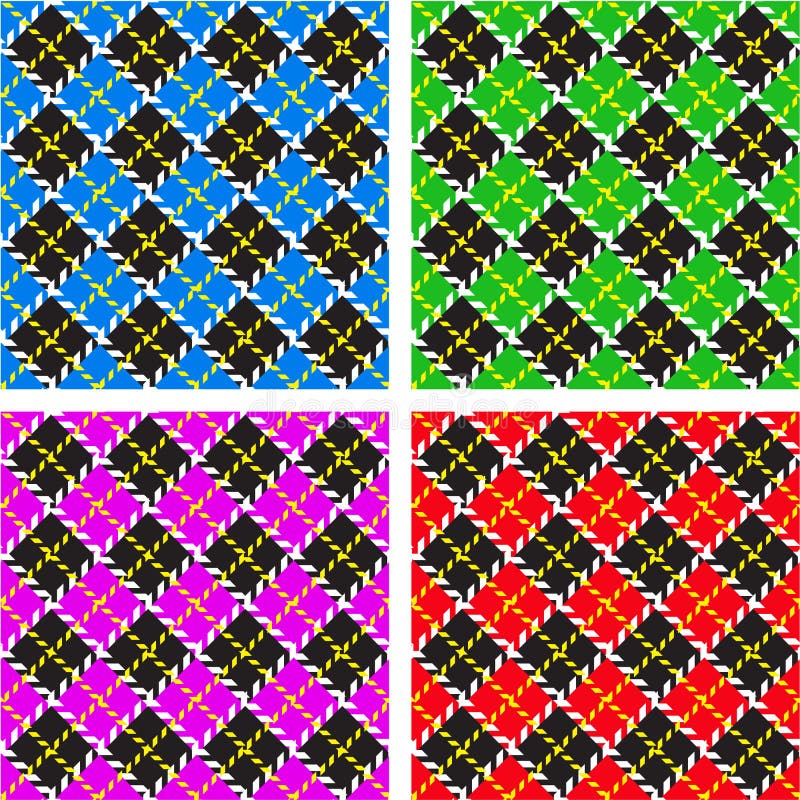Set of 4 plaid patterns stock illustration. Illustration of english ...