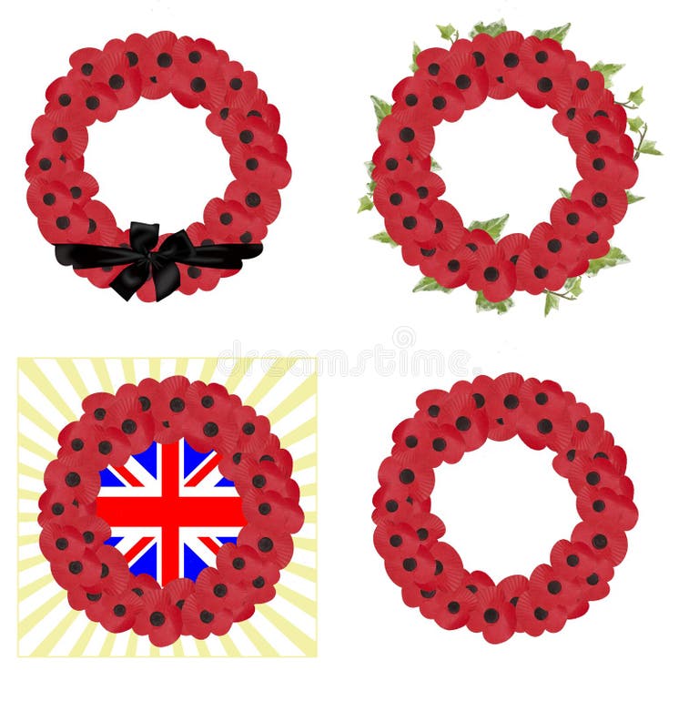 Set of 4 Remembrance Wreaths Vector Stock Vector - Illustration of ...