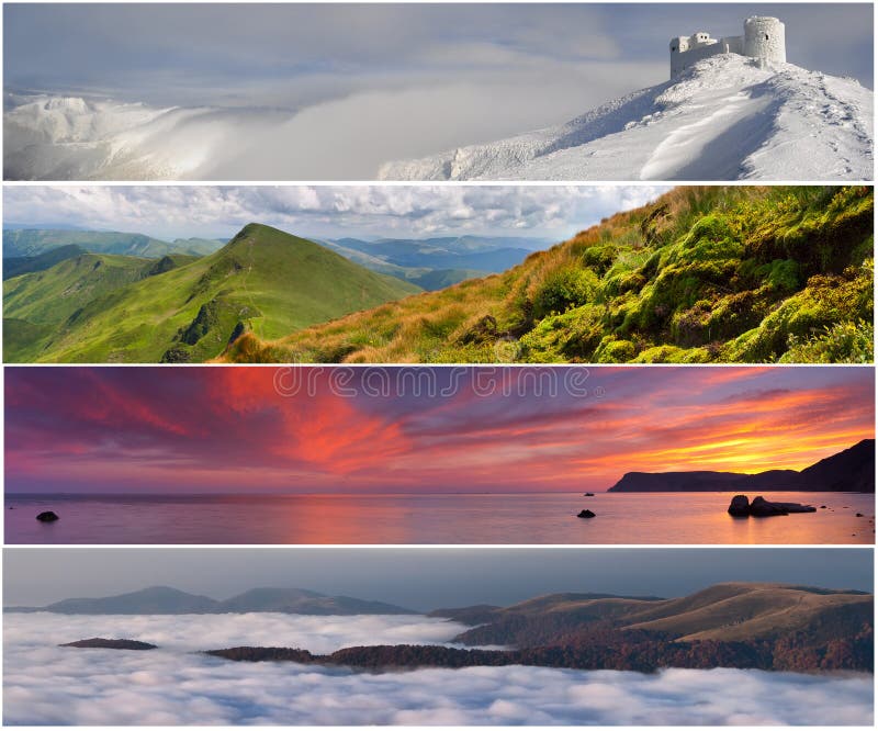 The Same Landscape, the Four Seasons Stock Vector - Illustration of ...