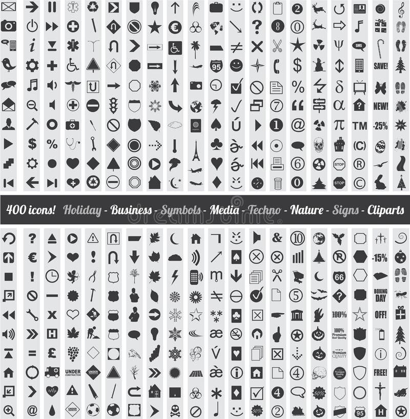Set of 400 Various Icons Symbols and Elements Stock Vector ...