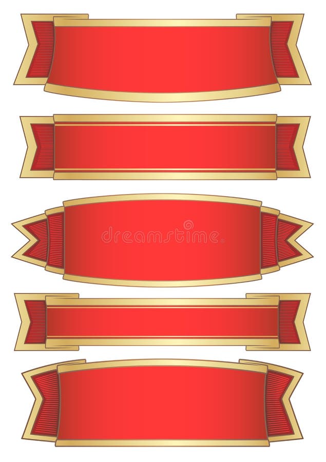 Set of 5 red banners stock vector. Illustration of award - 23325735