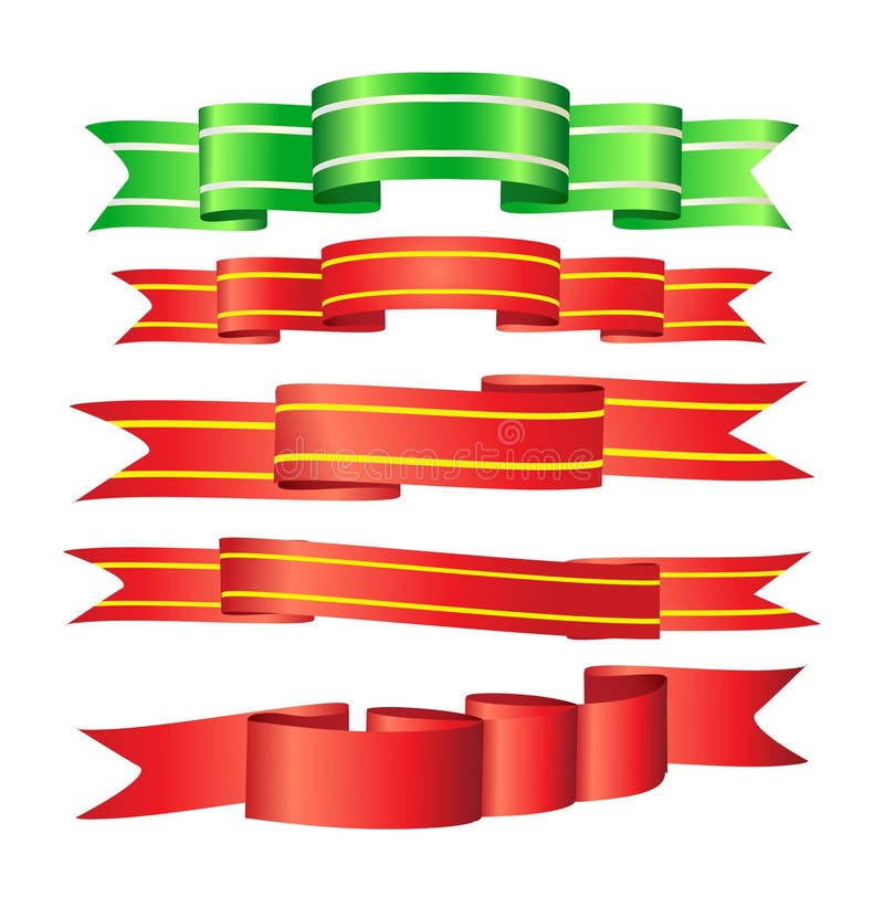 Set of 5 ribbons stock vector. Illustration of band, tape - 11175939