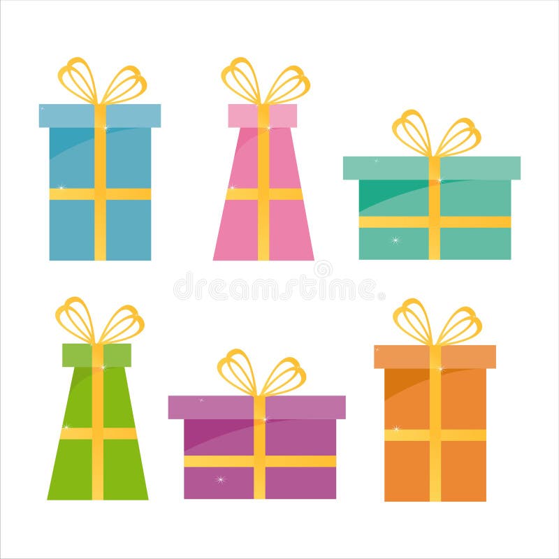 Set of 6 gifts icons stock vector. Illustration of present - 12440851