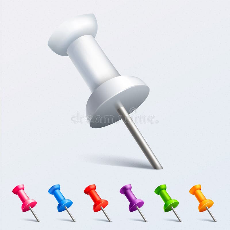 Set of 7 Paper Pins in Different Colors Stock Vector - Illustration of ...