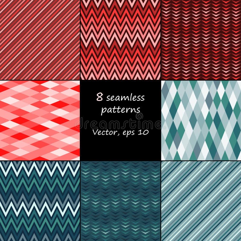 Set of 8 seamless patterns stock vector. Illustration of modern - 27695141