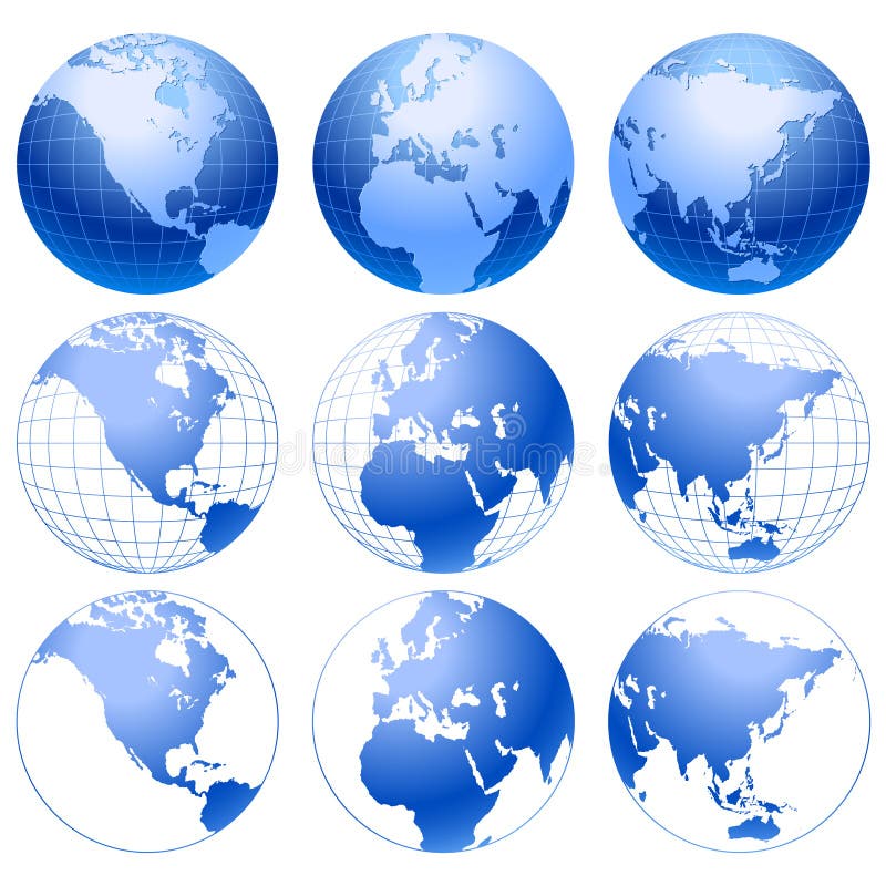 Earth globe Icon set stock vector. Illustration of internet - 46475494