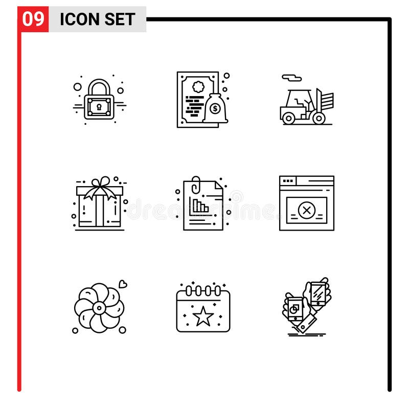 Set of 9 Commercial Outlines Pack for Office, Document, Outline ...