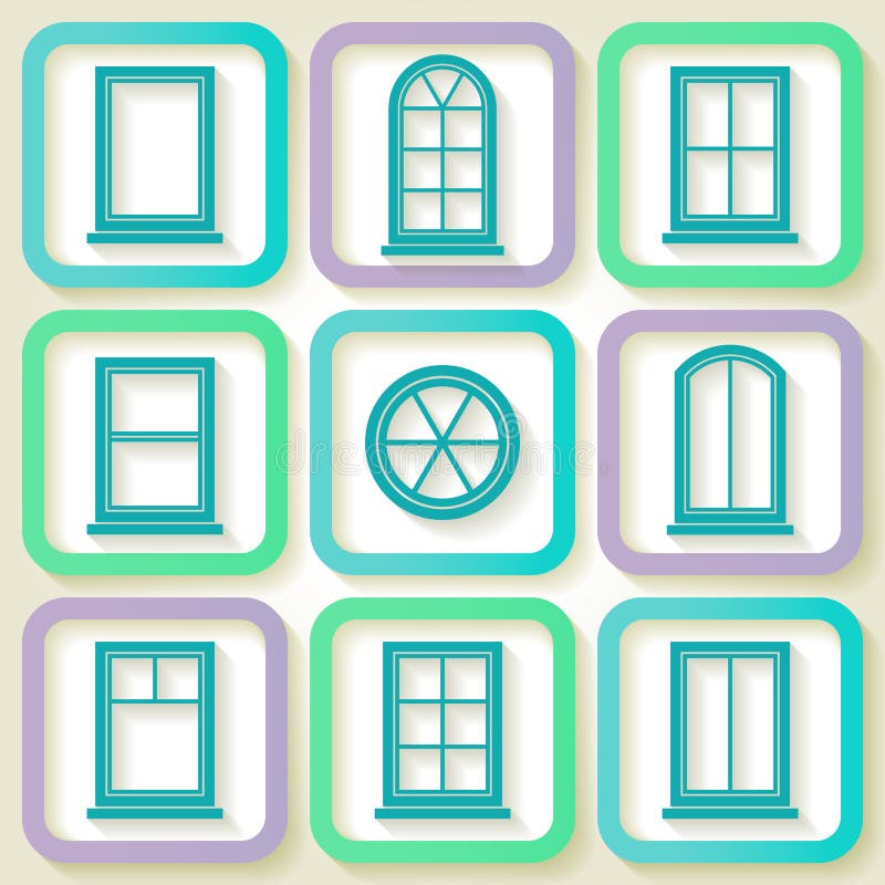 Set of blue window icons stock vector. Illustration of frame - 30452411