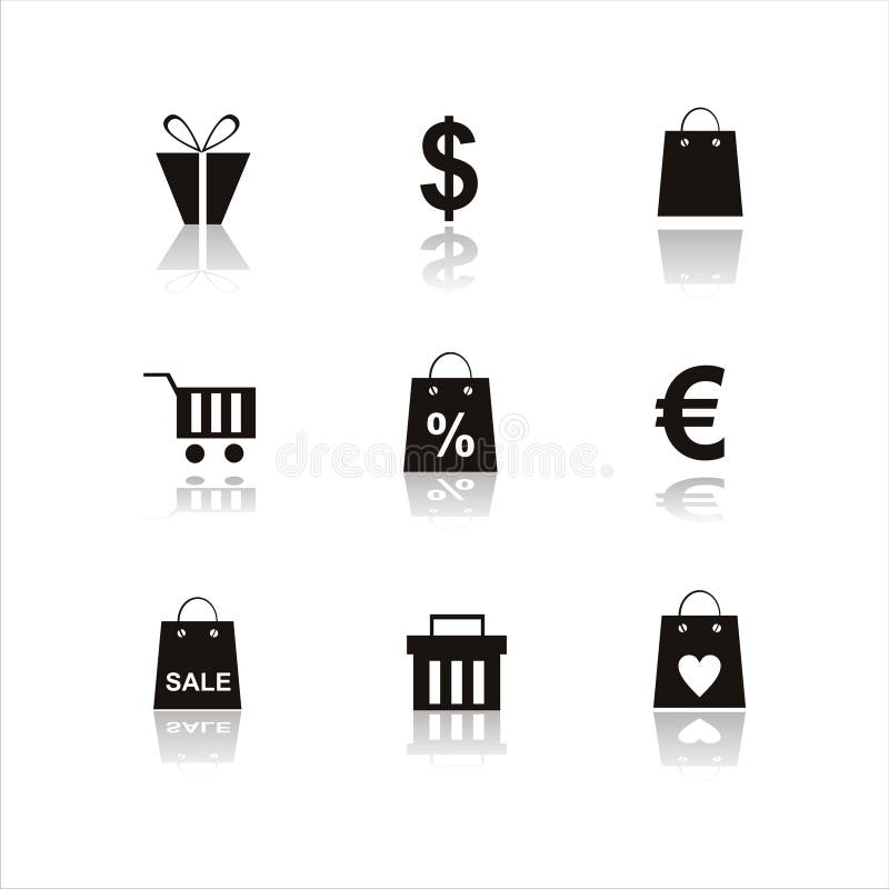 Set of 9 shopping icon stock vector. Illustration of market - 14301278