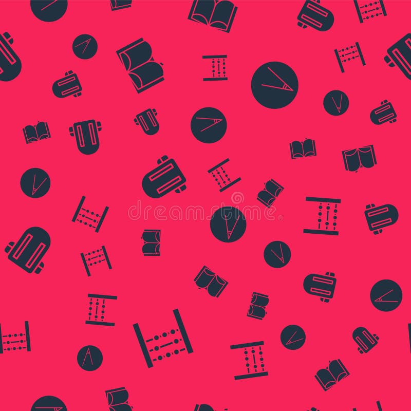 Set Abacus, Open Book, School Backpack and Acute Angle on Seamless ...