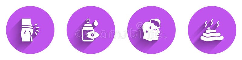 Set Abdominal Bloating, Eye Drop Bottle, High Human Body Temperature ...