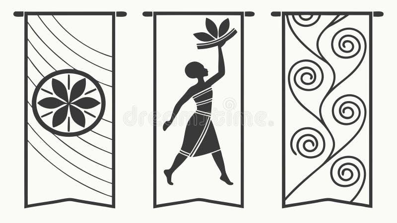 Set of Aboriginal Art Banners with Floral Spiral Designs, Vector Design ...