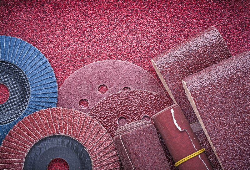 Set of Abrasive Equipment on Polishing Paper Sheet Stock Photo - Image ...