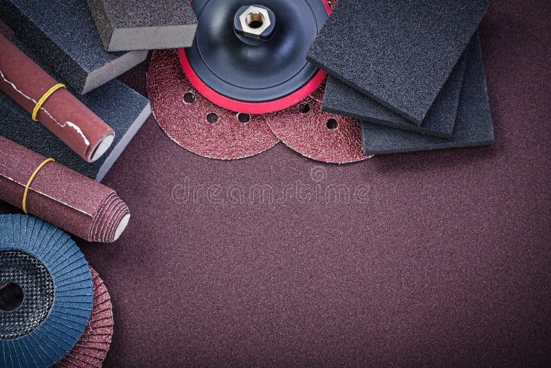 Set of Abrasive Materials on Polishing Sheet Horizontal View Stock ...