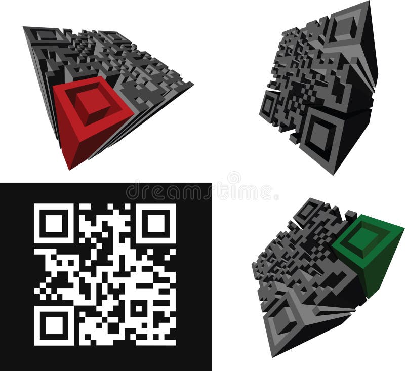 Set of Abstract 3D QR-code stock vector. Illustration of information ...