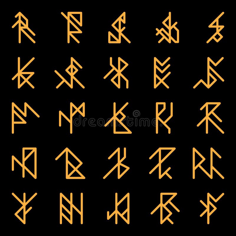 Set of Abstract Ancient Runes Stock Vector - Illustration of character ...