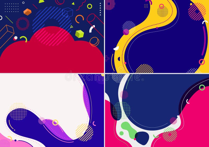 Set of Abstract Background Flat Design Liquid Organic Forms Dynamic ...