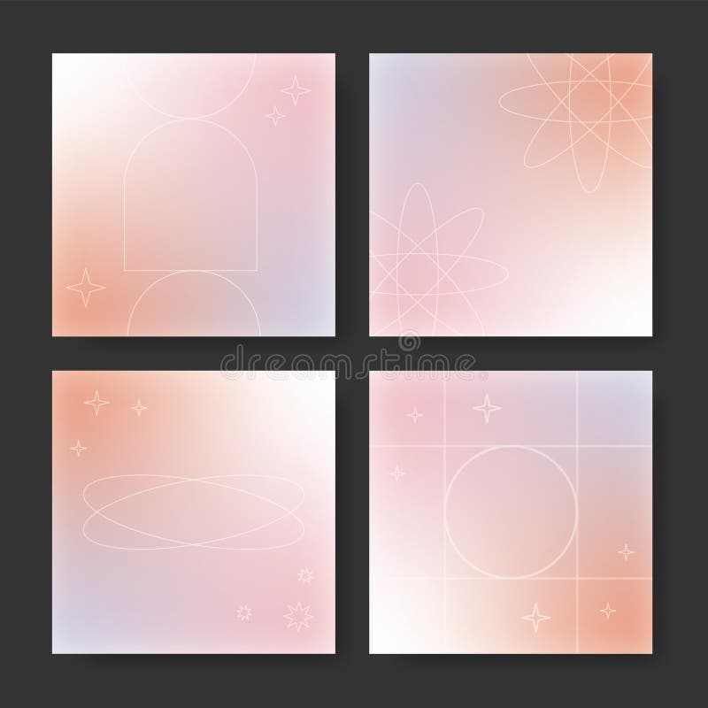 Set of Abstract Background with Mesh Gradients and Line Graphic ...