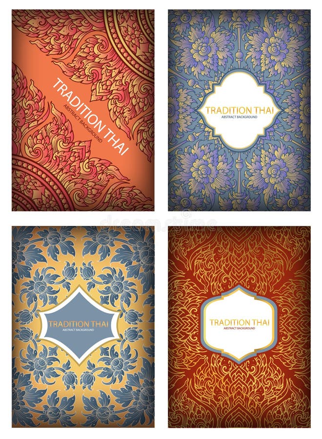 Set Abstract Background Thai Tradition Stock Vector - Illustration of ...
