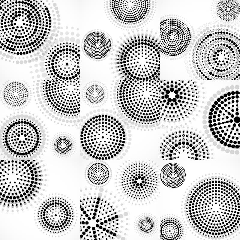 Set of Abstract Backgrounds with Dotted Circles. Dots in Circular Form ...