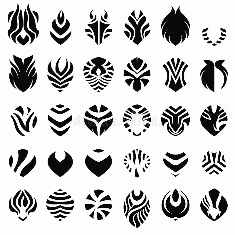 Set of Abstract Black and White Design Elements. Vector Illustration ...