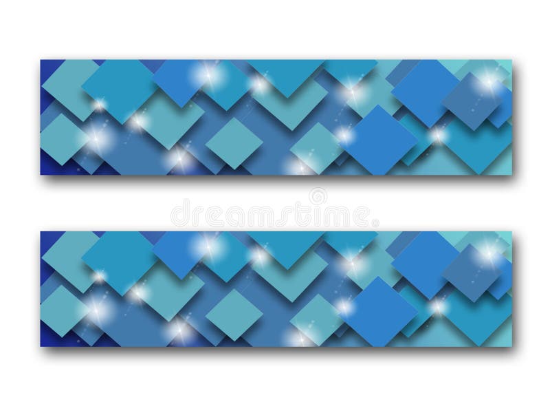 Set of Abstract Blue Banners with Shape and Sparkle Stock Illustration ...