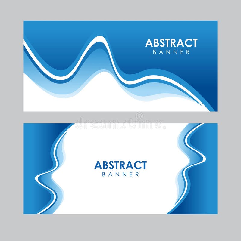 Set of Abstract Blue Elegant Wavy Banner Design Template Vector Stock ...