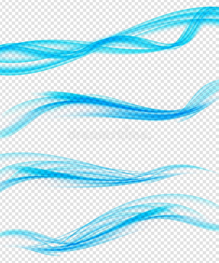 Set of Abstract Blue Wave Set on Transparent Background. Vector Stock ...