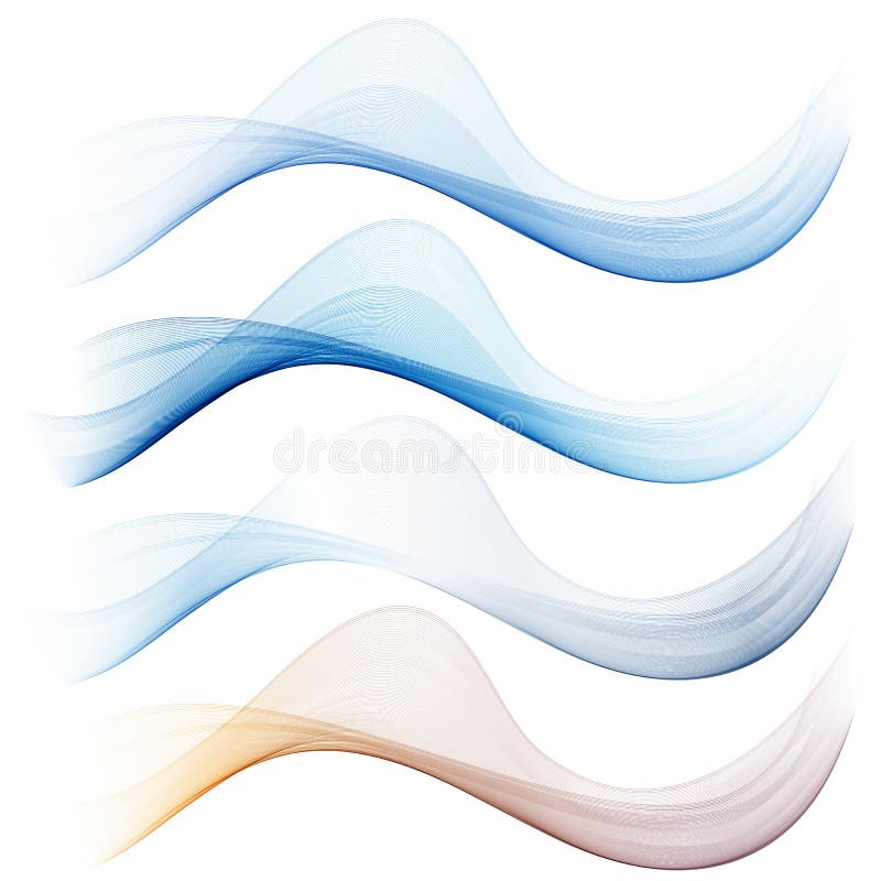 Set of Abstract Blue Waves. Stock Vector - Illustration of modern ...