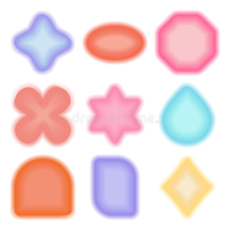 Set Abstract Blurred Gradient Shapes Isolated on White Background ... Set Abstract Blurred Gradient Shapes Isolated on White Background ...