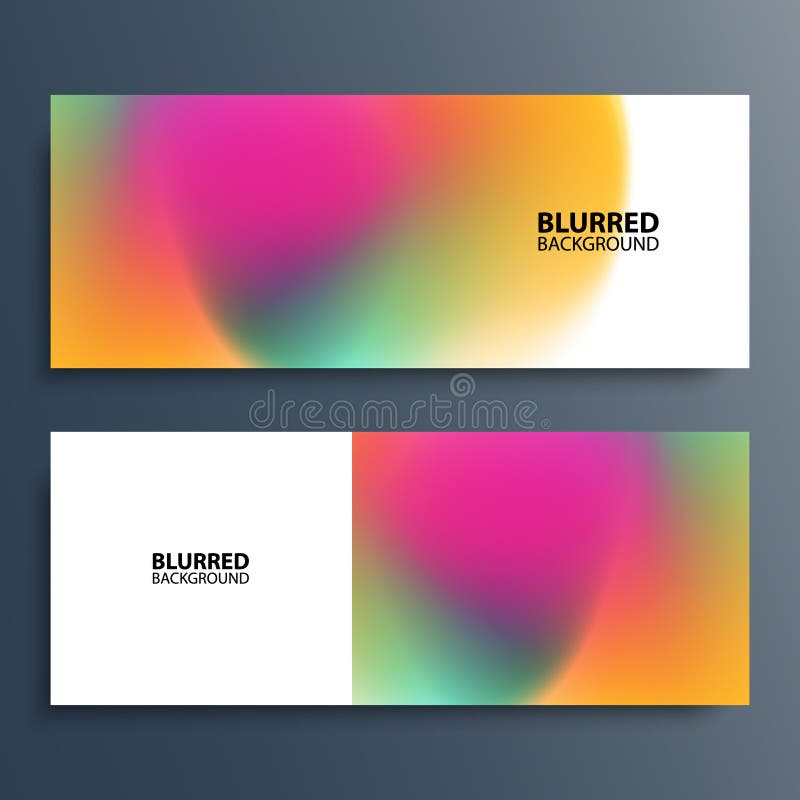 Set of Abstract Blurred Multicolored Horizontal Banners with Blurred ...