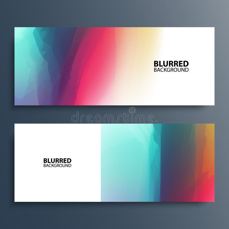 Set of Abstract Blurred Multicolored Horizontal Banners with Blurred ...