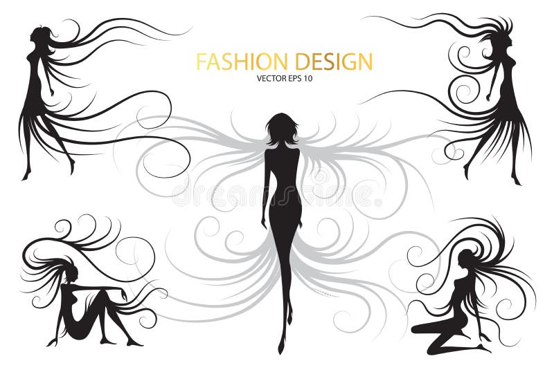 Set Abstract Body Black and White Stock Vector - Illustration of motion ...