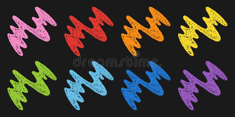 Set of Abstract Bright Design Elements Scribbles of Different Colors ...