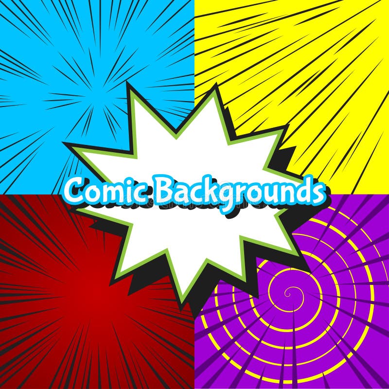 Set of Abstract Burst Comic Backgrounds Stock Vector - Illustration of ...