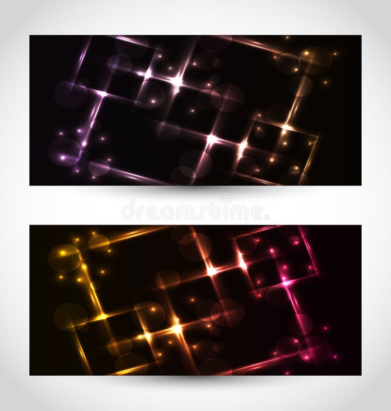 Set Abstract Cards with Glow Effects Stock Vector - Illustration of ...