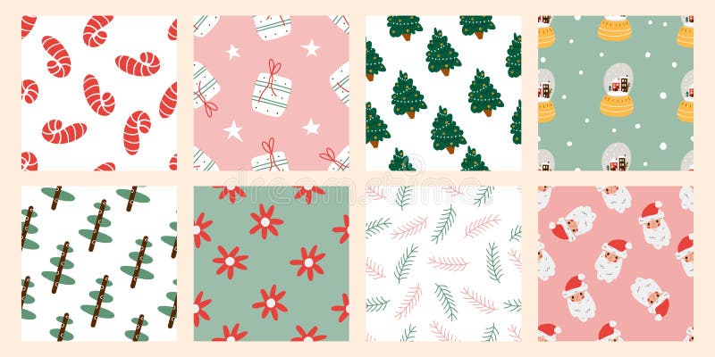 Set of Abstract Christmas Seamless Patterns Stock Vector - Illustration ...