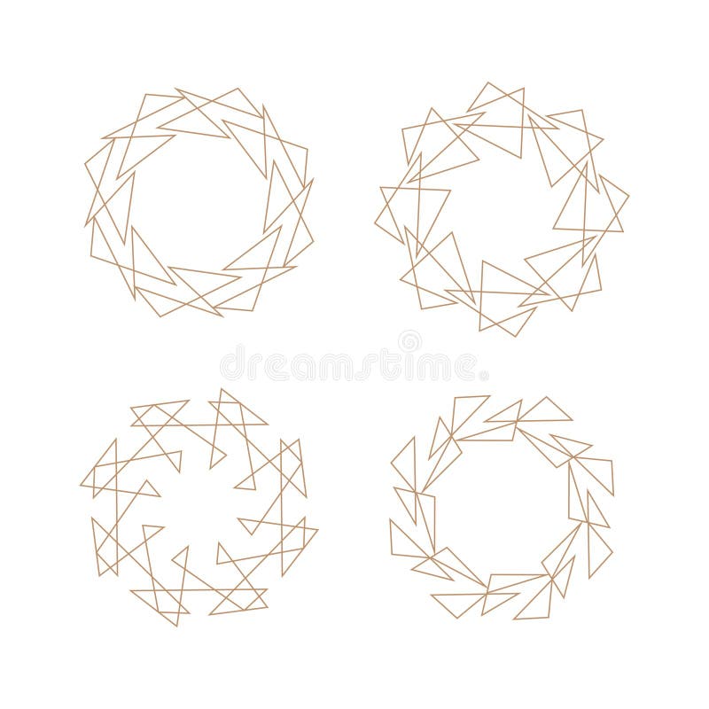 Set of Abstract Circle Wire Frame Triangle Line Stock Illustration ...