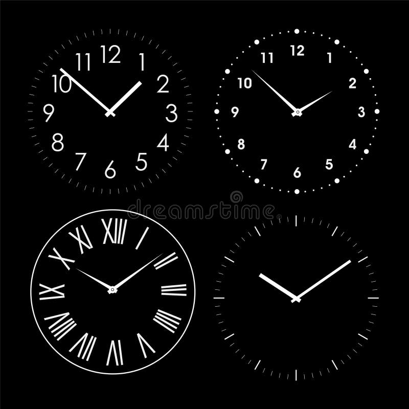 Set of Abstract Clocks Template Stock Vector - Illustration of simple ...