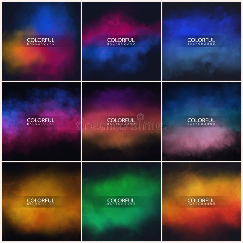 Set of Abstract Cloudy Colorful Backgrounds. Template Banner. Vector ...