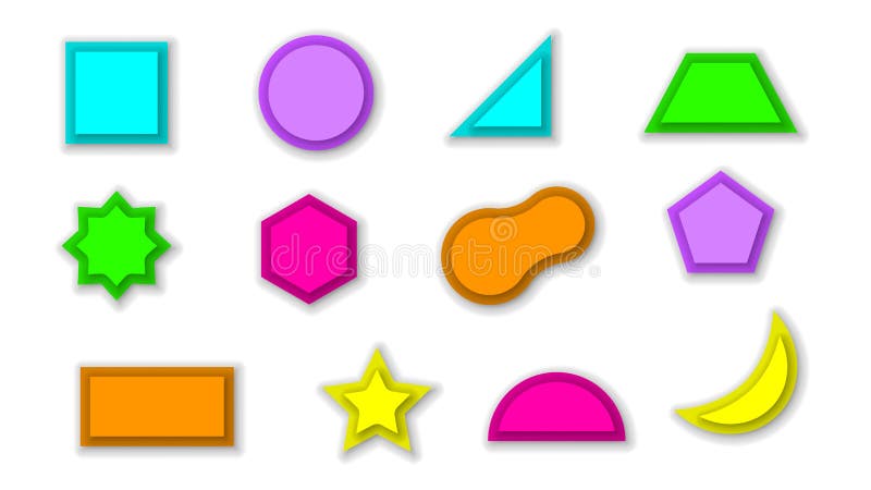 Set Abstract Collection Paper Cut Different Figures Shapes Background ...