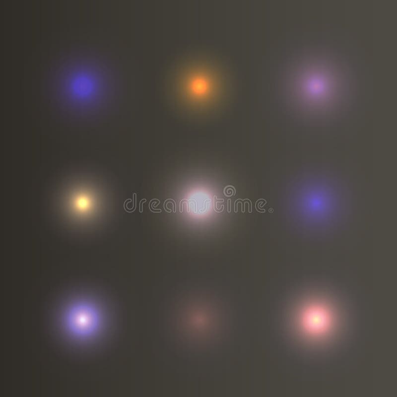 Set Abstract Color Glow Light Effect Stock Vector - Illustration of ...
