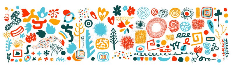 Set of Abstract Colored Trend Elements. Hand Drawing Stock Vector ...