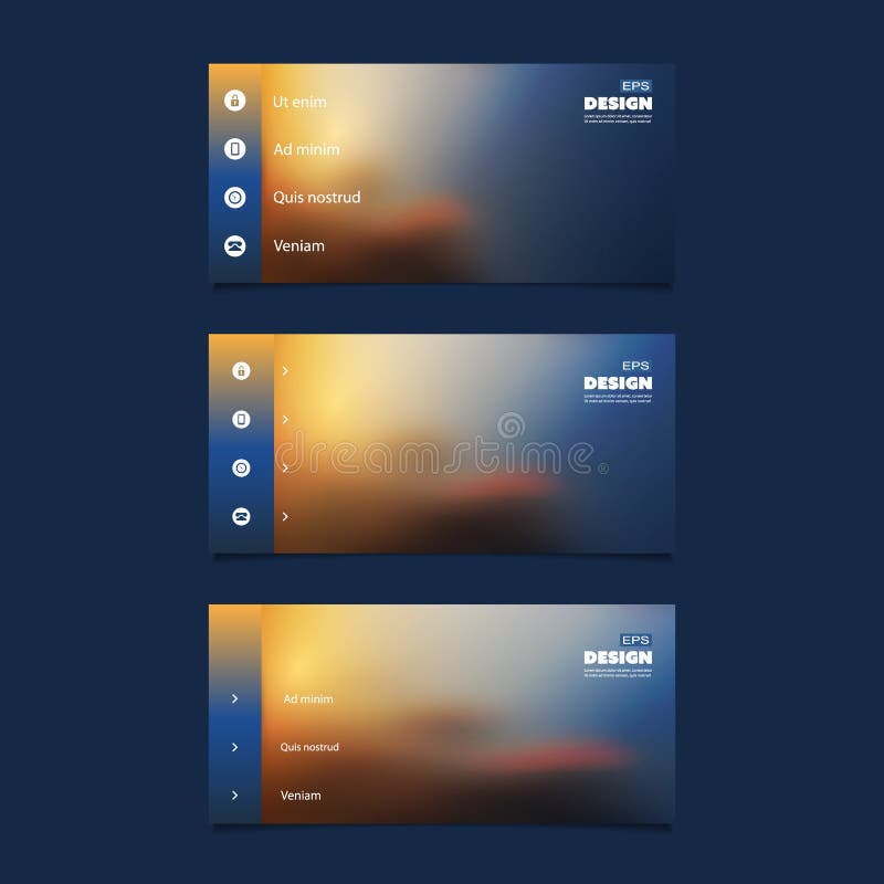 Set of Abstract Colorful Blurred Header, Banner or User Interface ...