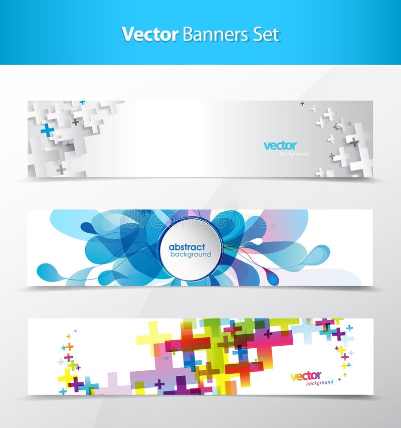 Set of Abstract Colorful Headers. Stock Vector - Illustration of grungy ...