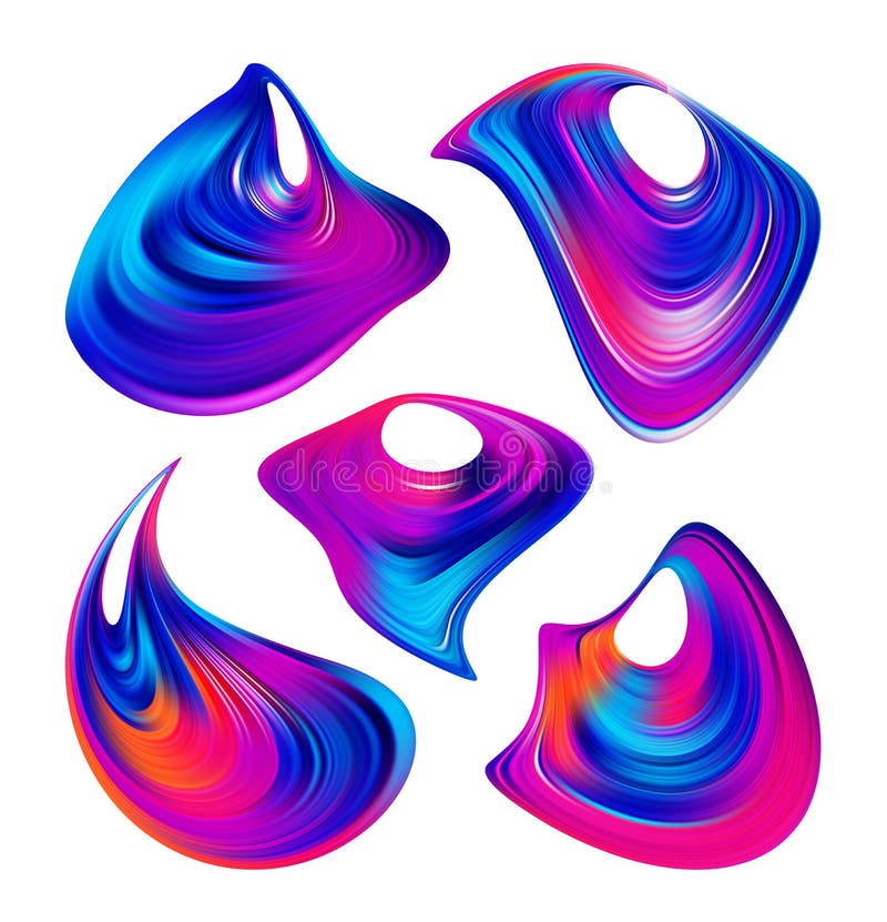 Vector Illustration: Set of Abstract Colorful Wave Flow Design Elements ...