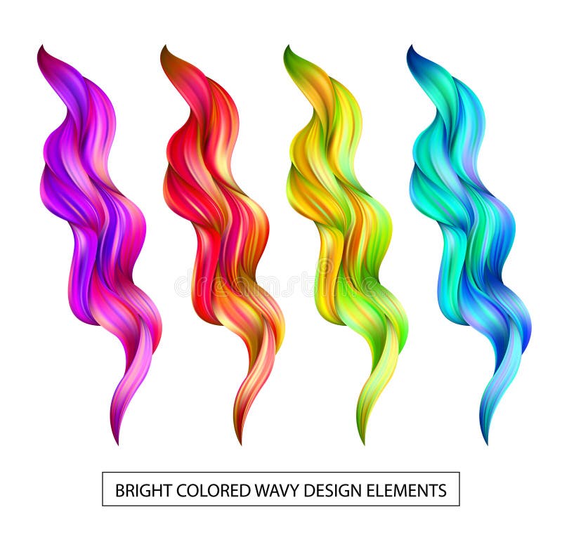 Set Abstract Colorful Wave Flow Design Elements. Vector Illustration ...
